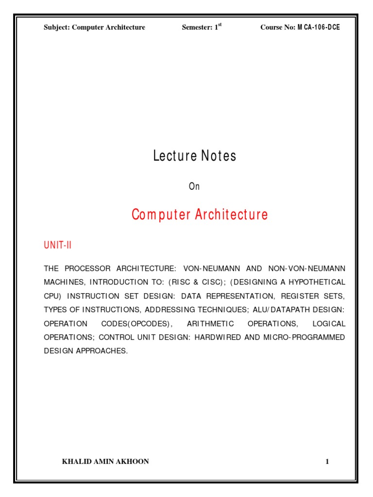 Computer Architecture Unit-II by Khalid Amin Akhoon | PDF | Central ...