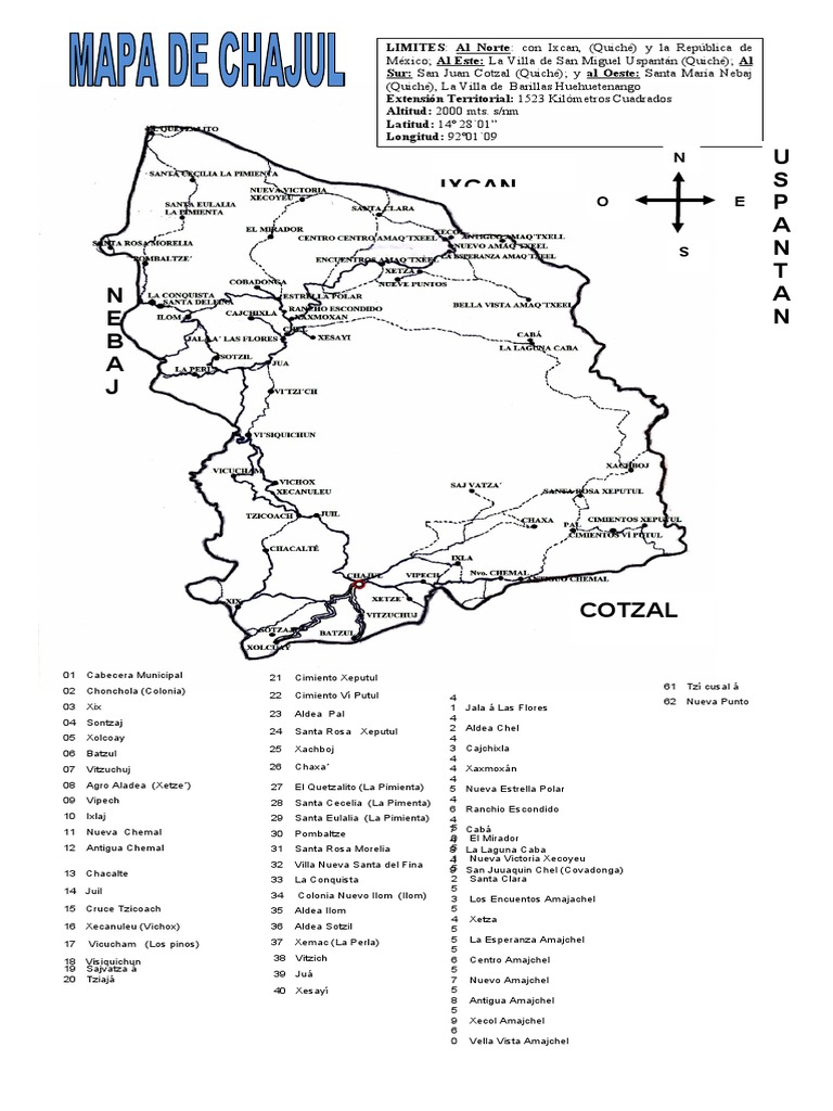 Mapa y aldeas de Chajul, Quiché | PDF