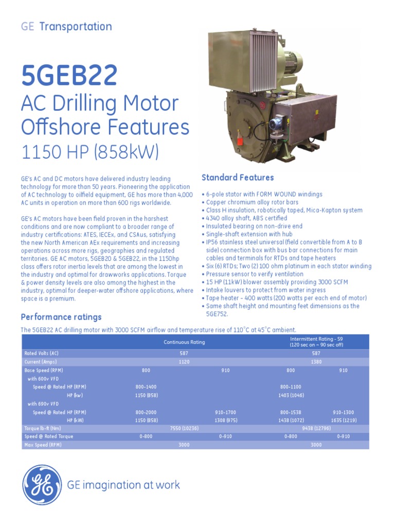 5GEB22 AC Drilling Motor Overview | PDF | Electric Motor | Manufactured ...