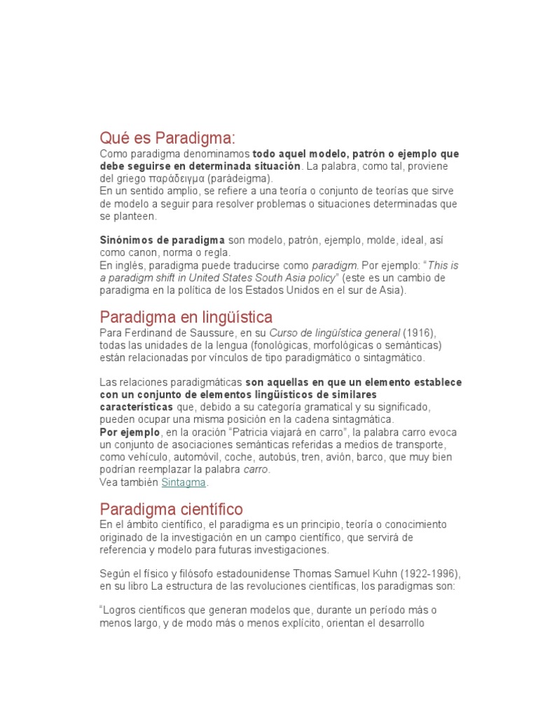 Definición y tipos de paradigmas según diferentes ámbitos como la ...