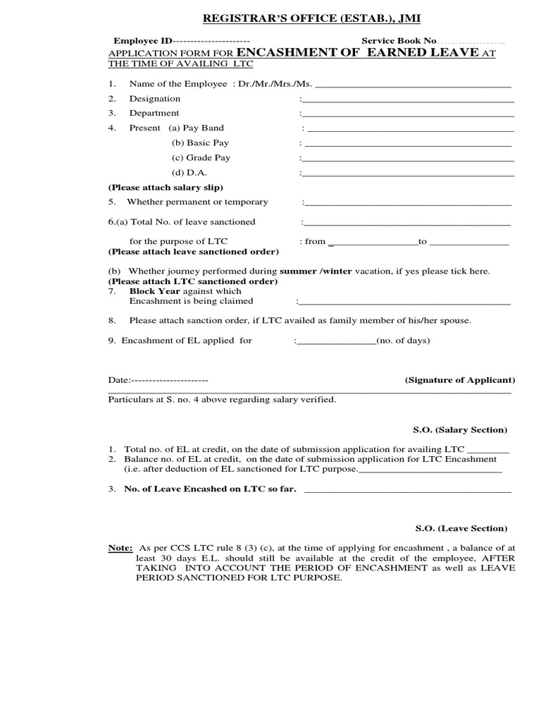 Proforma LTC Encashment | PDF | Government | Business