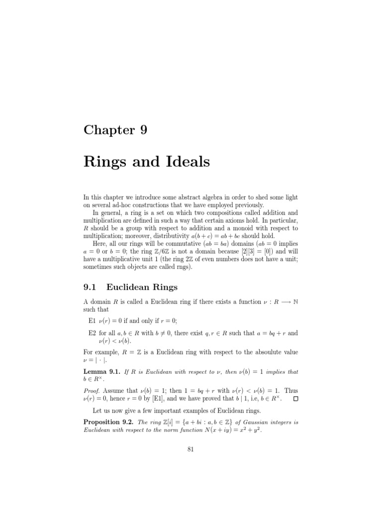 Rings and Ideals | PDF | Ring (Mathematics) | Integer