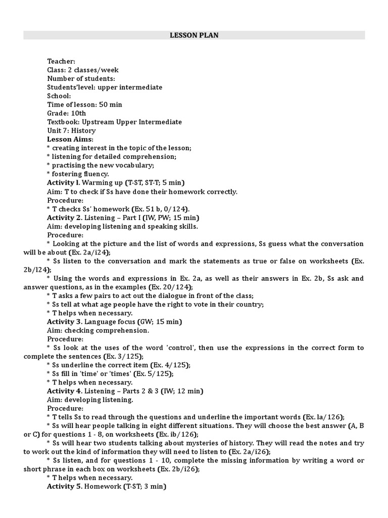 Grade 10 History Lesson Plan | PDF | Lesson Plan | Reading Comprehension