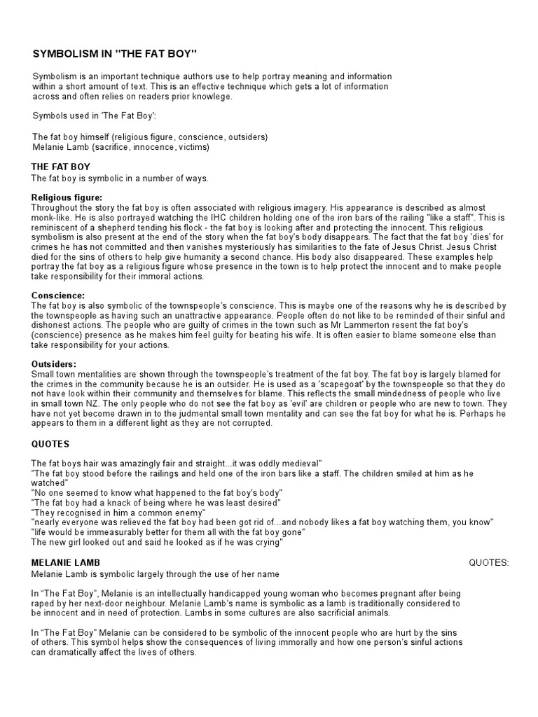 The Fat Boy Analysis | PDF | Narration | Conscience
