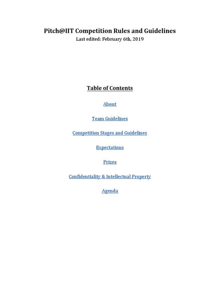 Pitch@IIT Competition Rules and Guidelines: Last Edited: February 6th ...