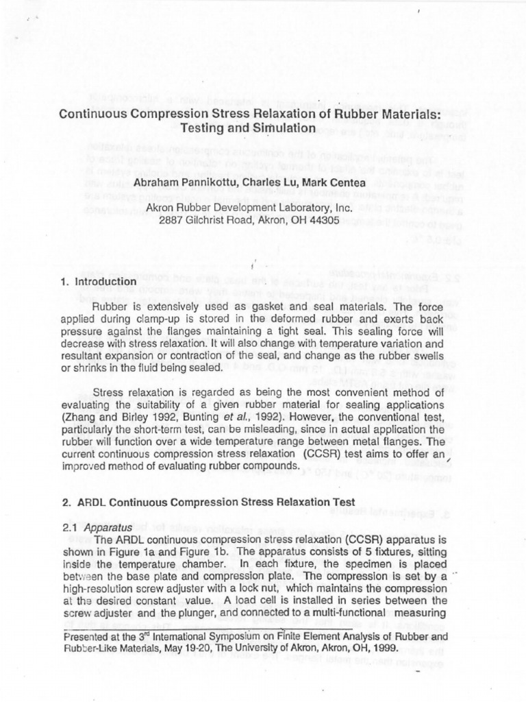 Continuous Compression Stress Relaxation Testing | PDF ...