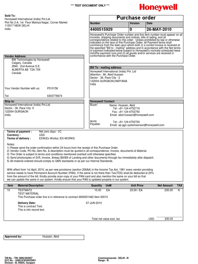 PO For Text Testing | PDF | Invoice | Payments