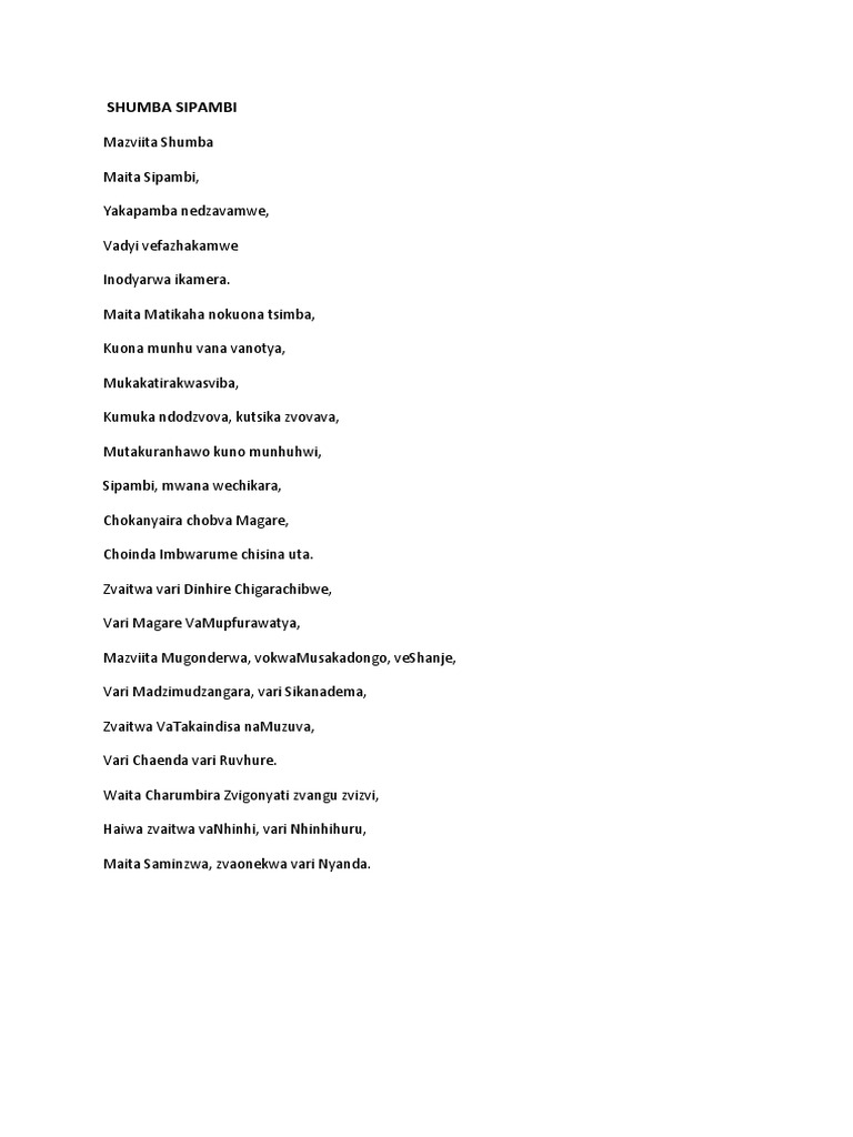 Shumba Sipambi | PDF
