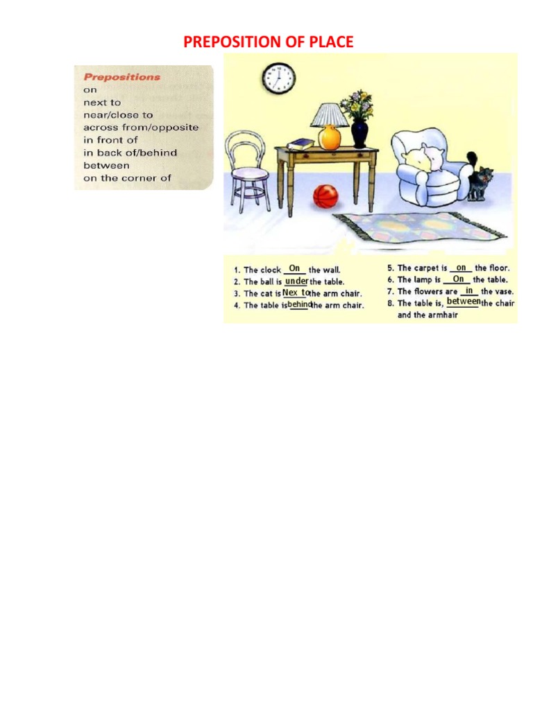 Preposition of Place: On Under Nex To On On in Between | PDF