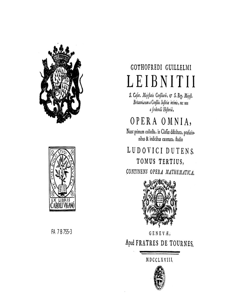 Leibniz Opera Omnia III | PDF