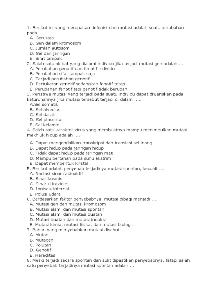 Soal Soal Mutasi | PDF