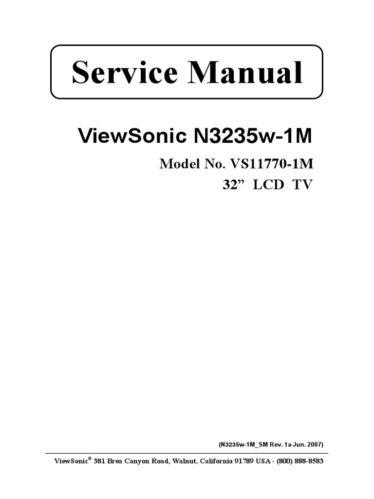 Viewsonic-Manuals N3235w-1M SM 1a | PDF | Hdmi | Video