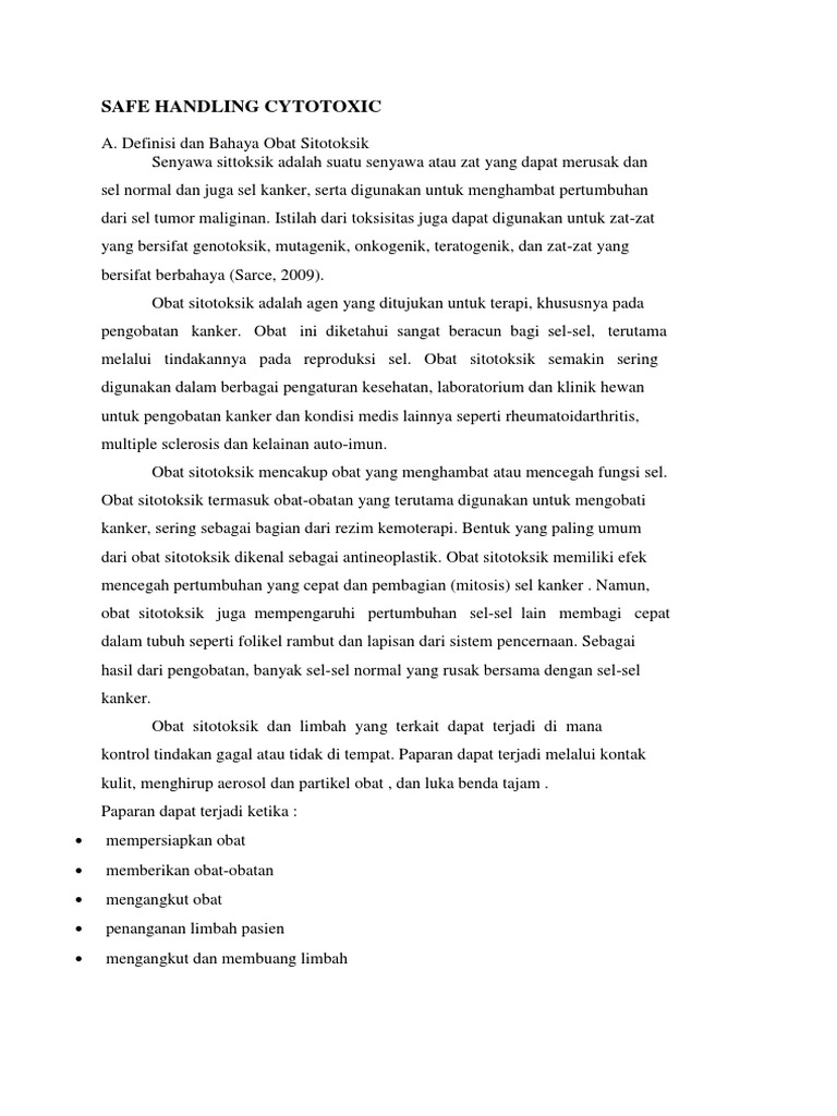 Safe Handling Cytotoxic | PDF