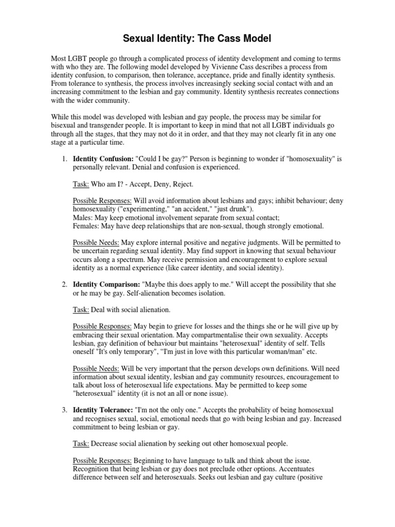 Sexuality: The Cass Model | PDF | Sexual Attraction | Interpersonal ...