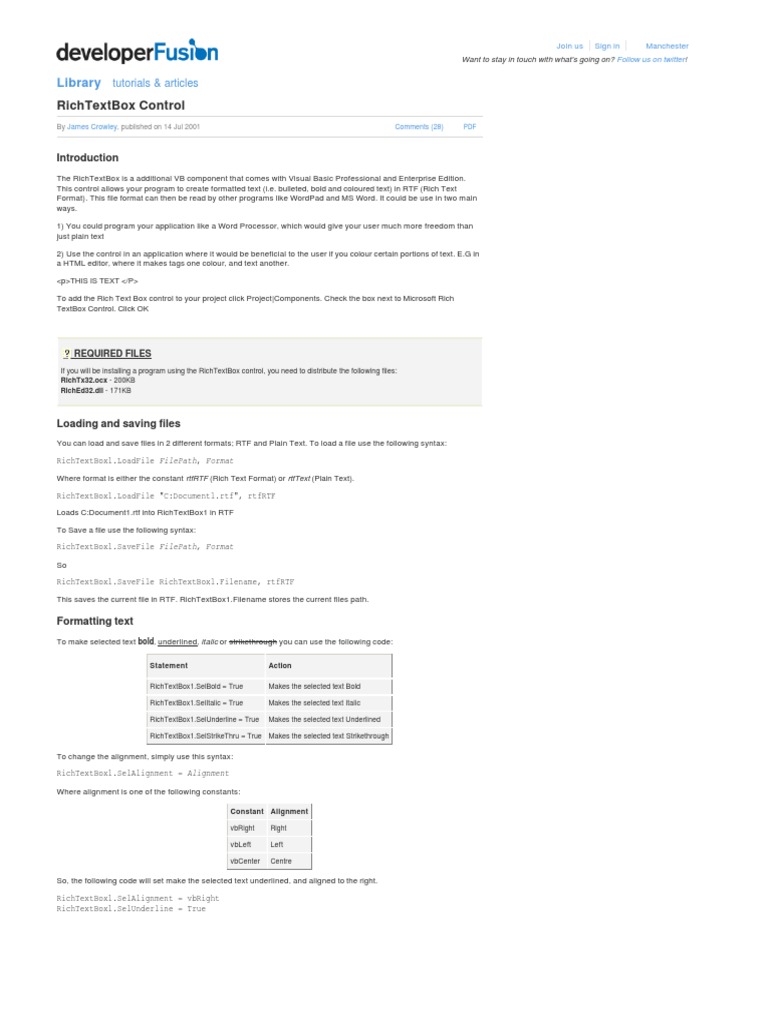 RichTextBox Control - Crowley | PDF | Software Development | Computer ...