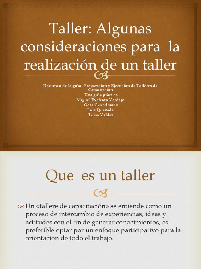 Que Es Un Taller | PDF | Planificación | Aprendizaje
