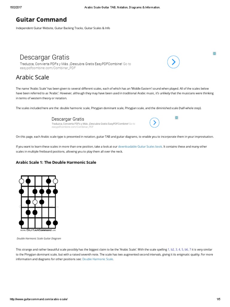 Arabic Scale Guitar TAB, Notation, Diagrams & Information | PDF | Scale ...