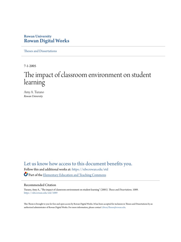 The Impact of Classroom Environment On Student Learning | PDF ...