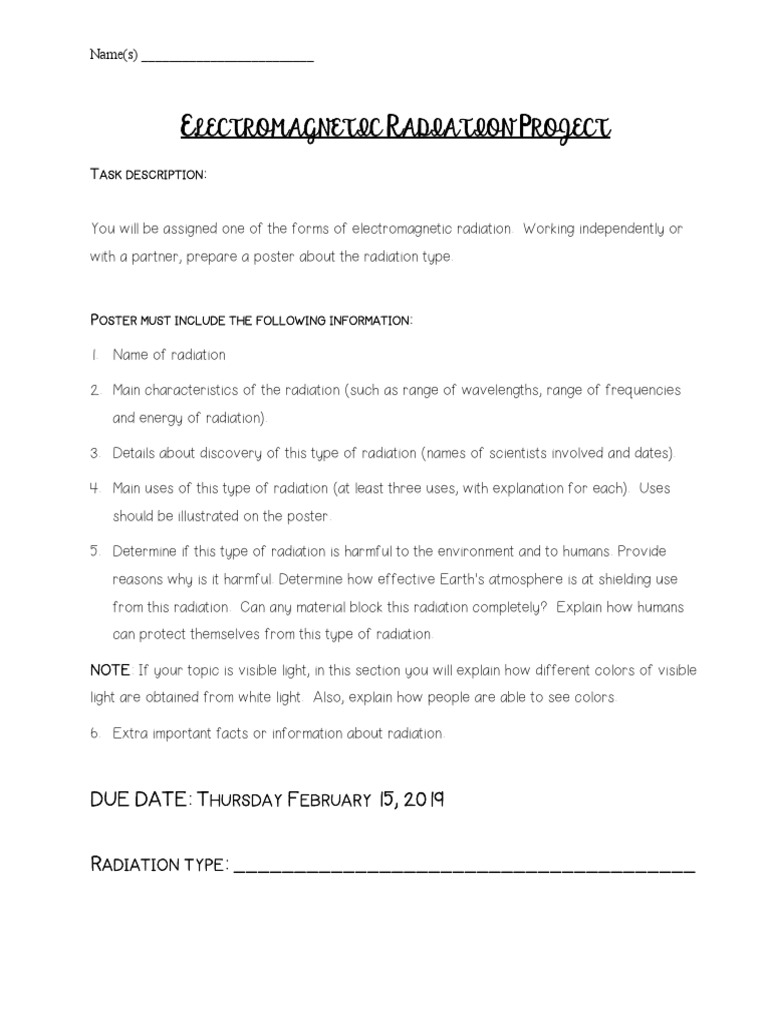 Electromagnetic Radiation Project | PDF | Self-Improvement | Technology ...