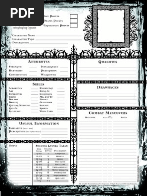 Vampire Rpg Sheets Back