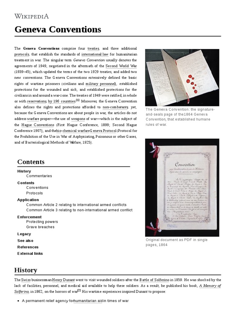 Geneva Conventions: History | PDF | Geneva Conventions | Cultural ...