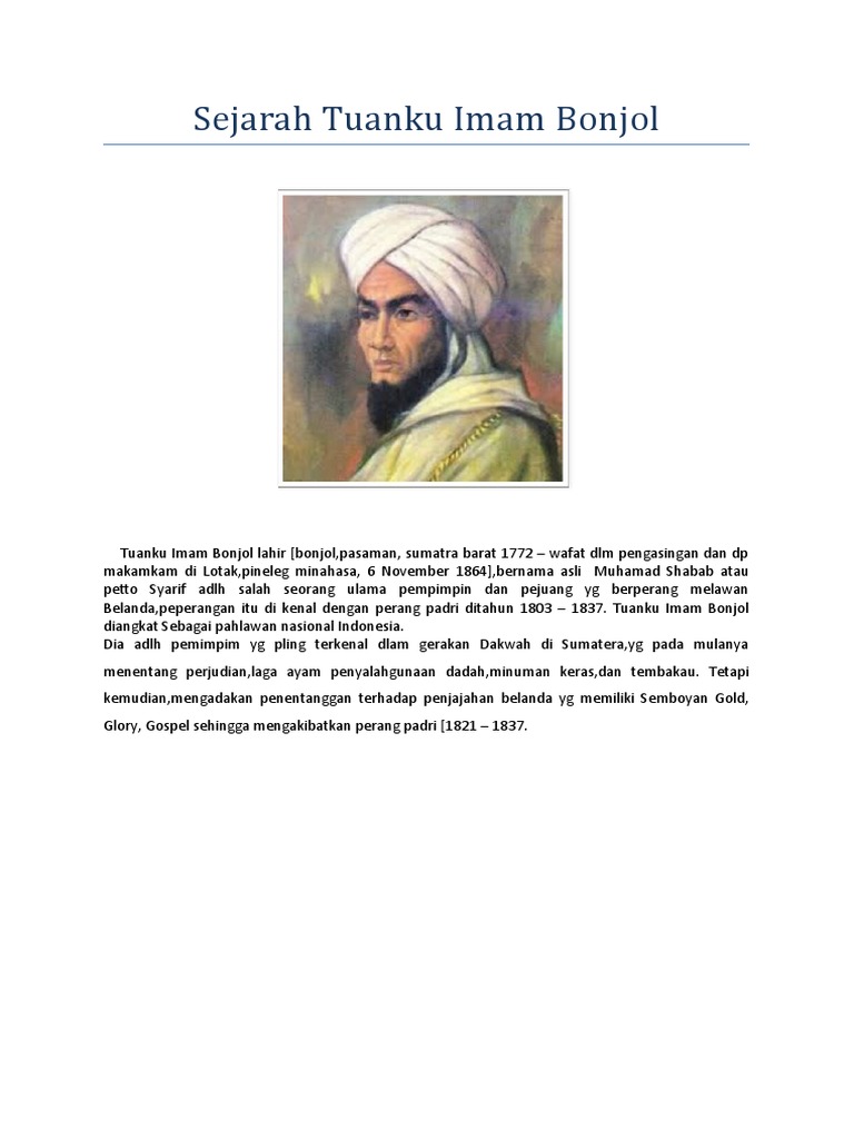 Tuanku Imam Bonjol: Pahlawan Padri | PDF | Sejarah