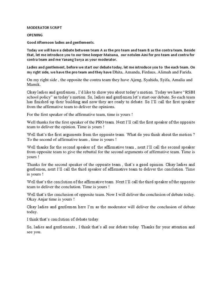 Moderator Script | PDF