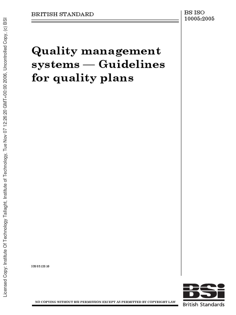 BS Iso 10005-2005 PDF | PDF | International Organization For Standardization | Iso 9000