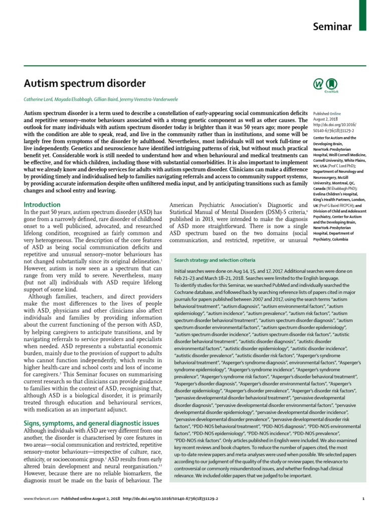 Autism Spectre Disorder | PDF | Autism Spectrum | Autism