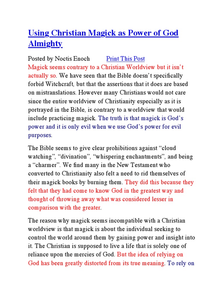 Using Christian Magick As Power of God Almighty | Download Free PDF ...