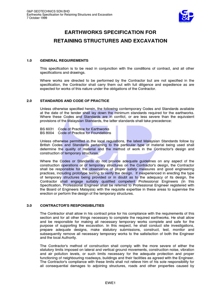 Earth Specification | PDF | Deep Foundation | Specification (Technical ...