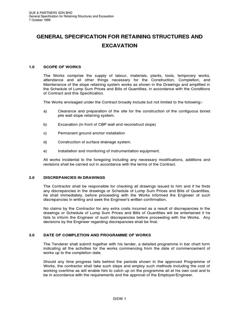 General Specification For Retaining Structure | PDF | General ...