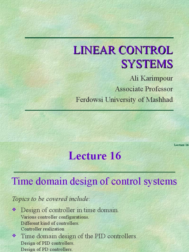 Lec16 Lcs | PDF | Control Theory | Analysis