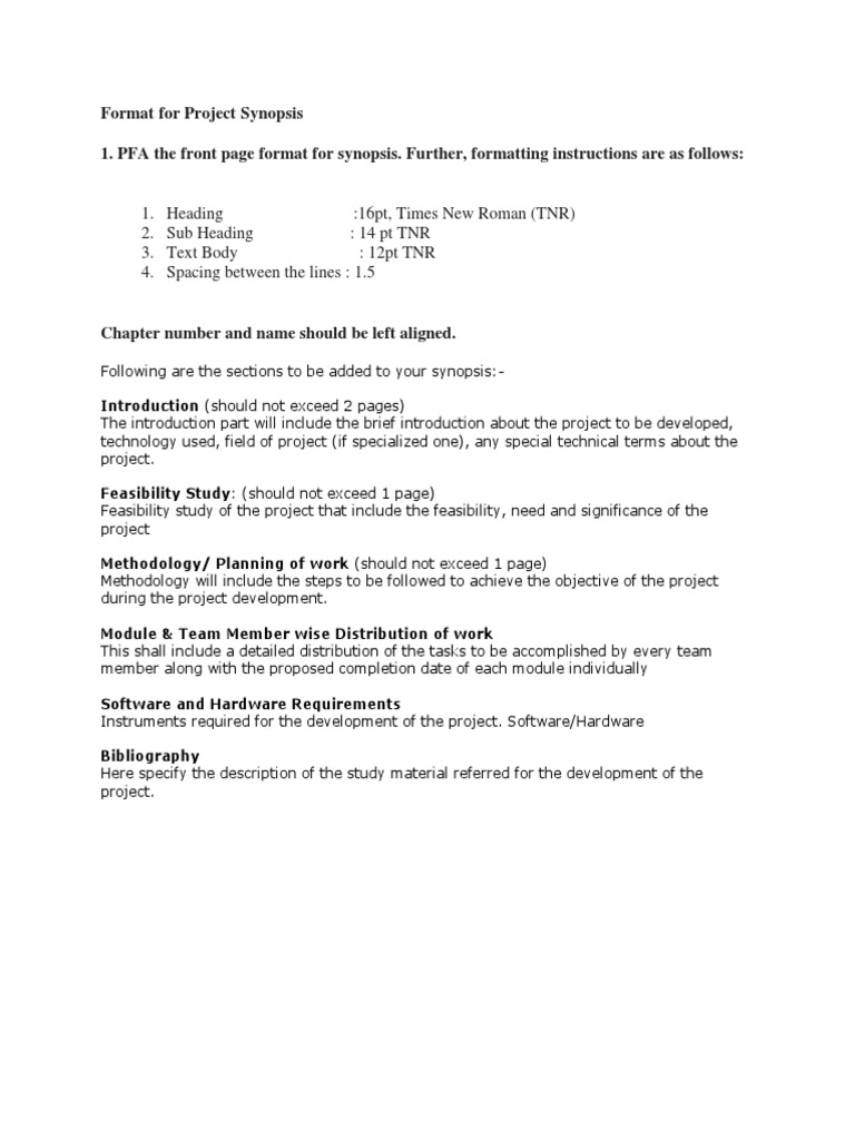 Synopsis Format 1 PDF