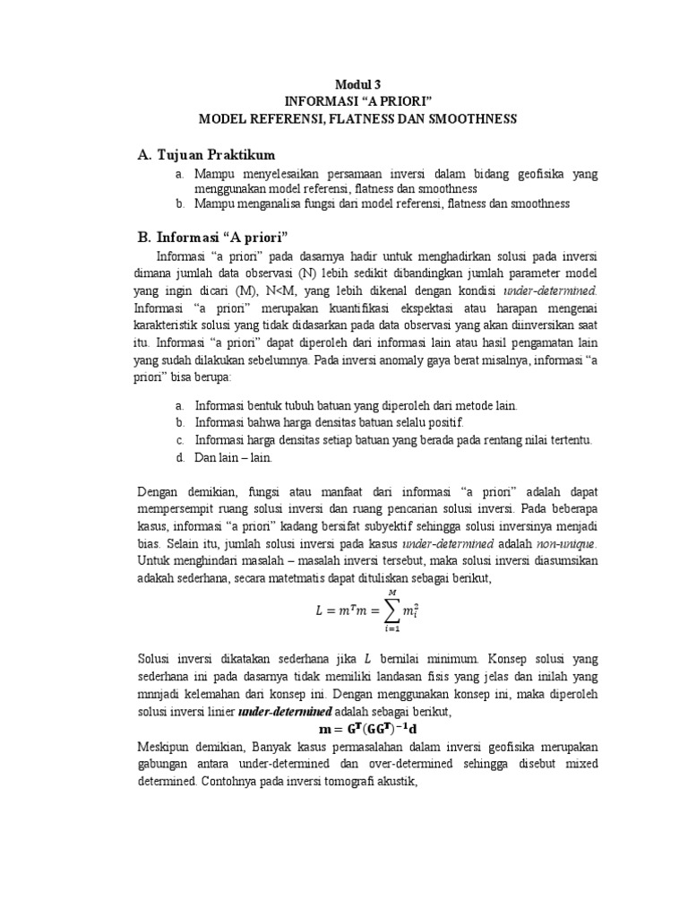 Inversi Geofisika: Model & A Priori | PDF | Metode & Bahan Ajar | Sains ...