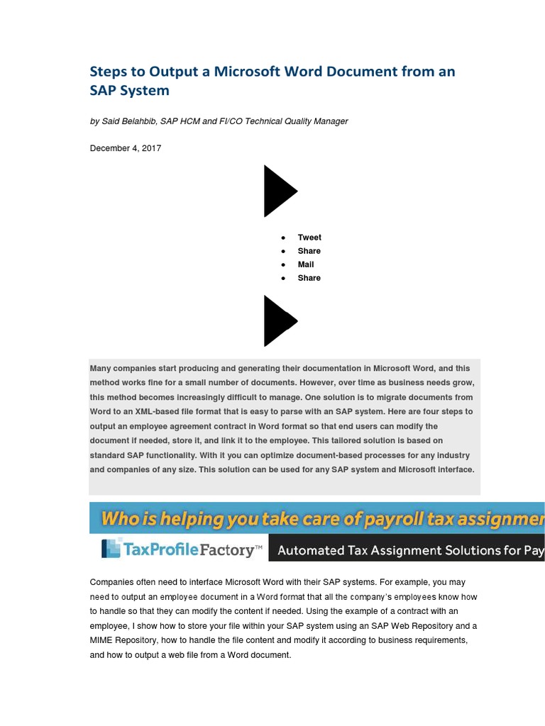 SAP Word Document Integration Guide | PDF | Microsoft Word | Xml