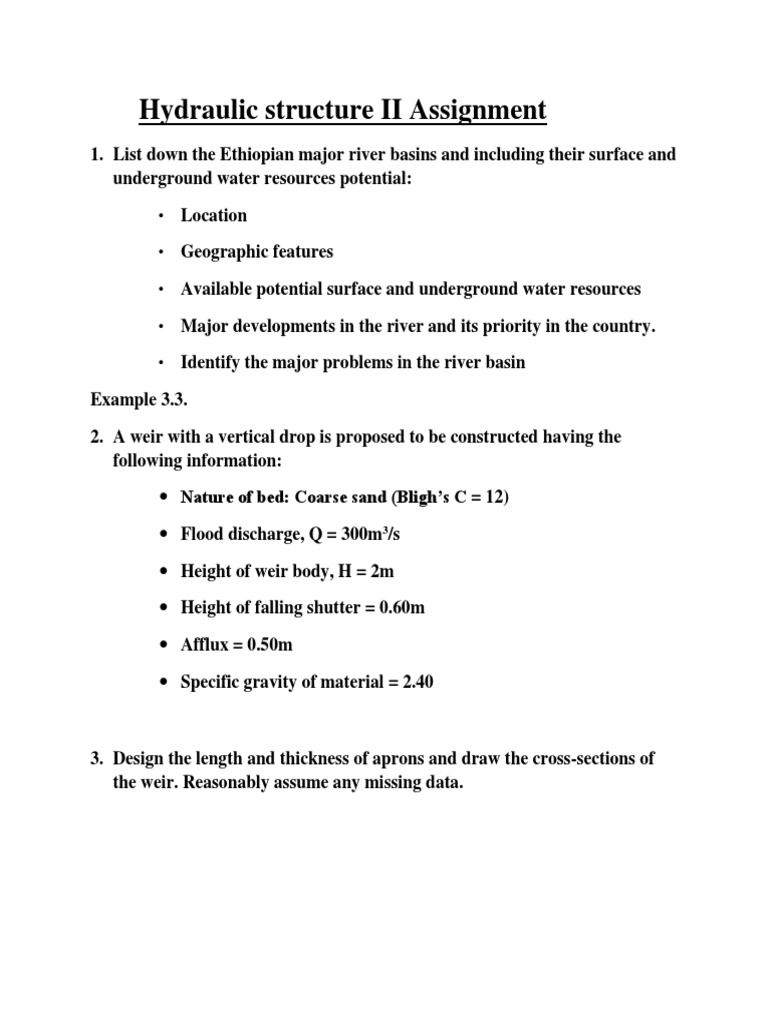 Hydraulic Structure II Assignment | PDF