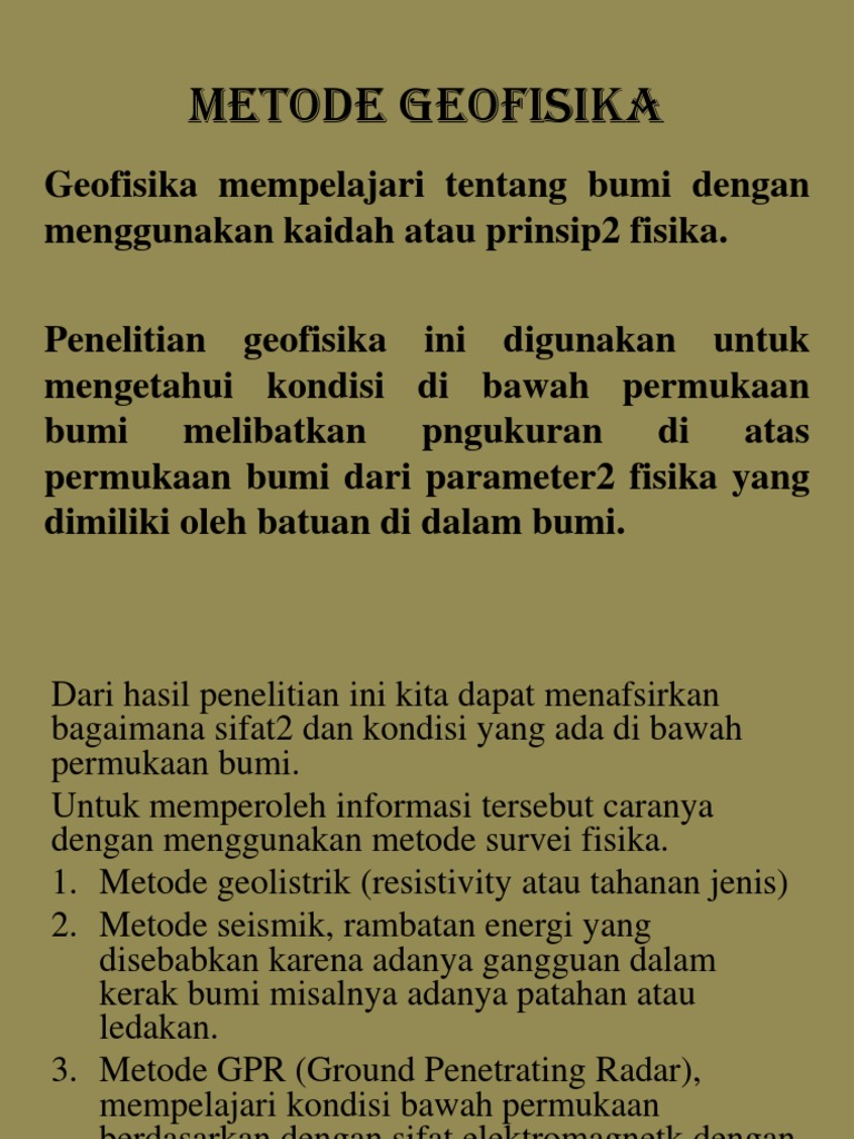 Metode Geofisika | PDF