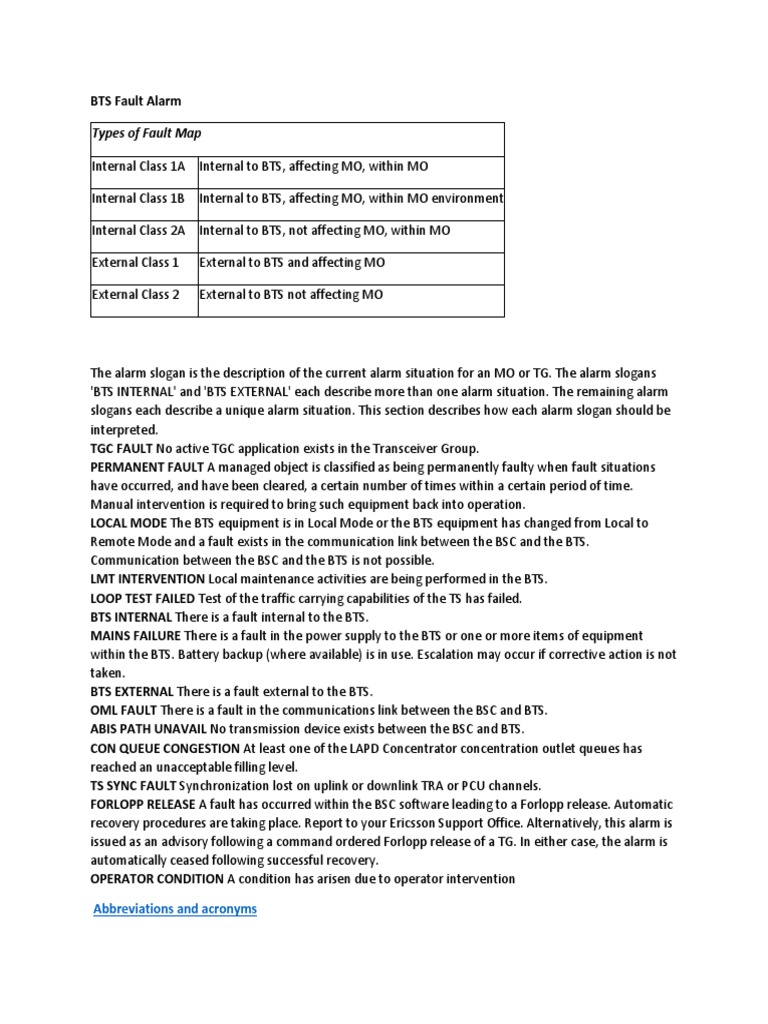 BTS Fault Alarm | PDF | Telecommunications Engineering | Telecommunications