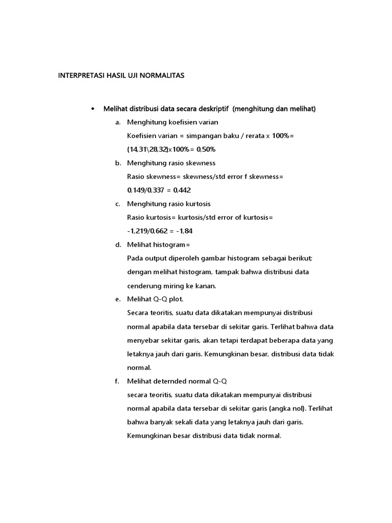 Interpretasi Hasil Uji Normalitas | PDF