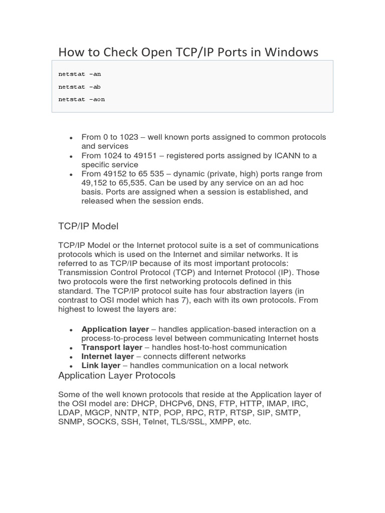 How To Check Open Ports in Windows | Download Free PDF | Internet ...