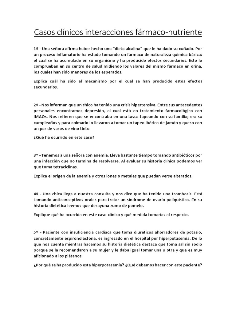 Interacciones Fármaco-Nutriente | PDF | Ciencia y matemáticas