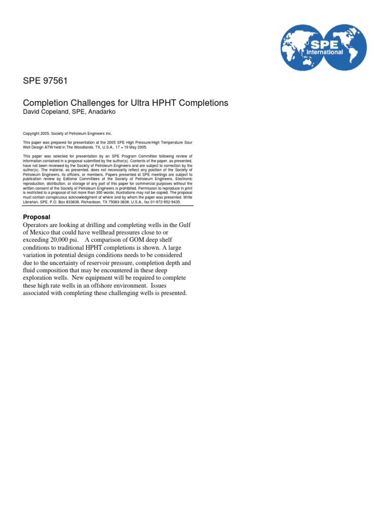 Completion Challenges For Ultra HPHT Completions | PDF