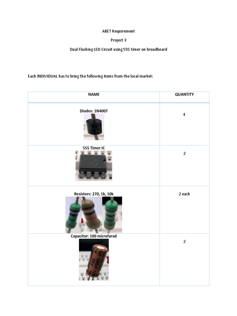 EE-311 - Dual Flashing LED Circuit Using 555 Timer On Breadboard | PDF
