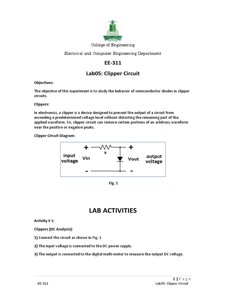 Clipper Circuit Experiment | PDF
