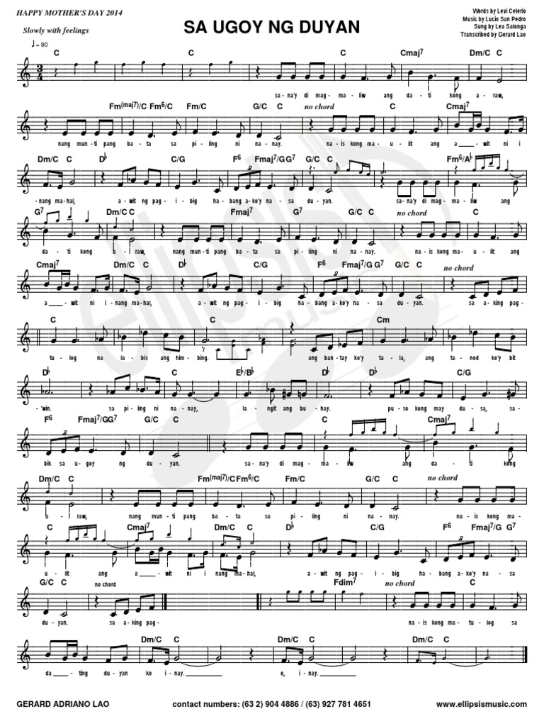 Sa Ugoy NG Duyan - Melody&Pianochords | PDF