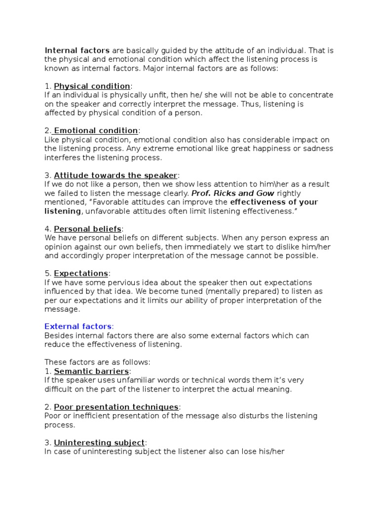 Internal Factors Are Basically Guided by The Attitude of An Individual ...