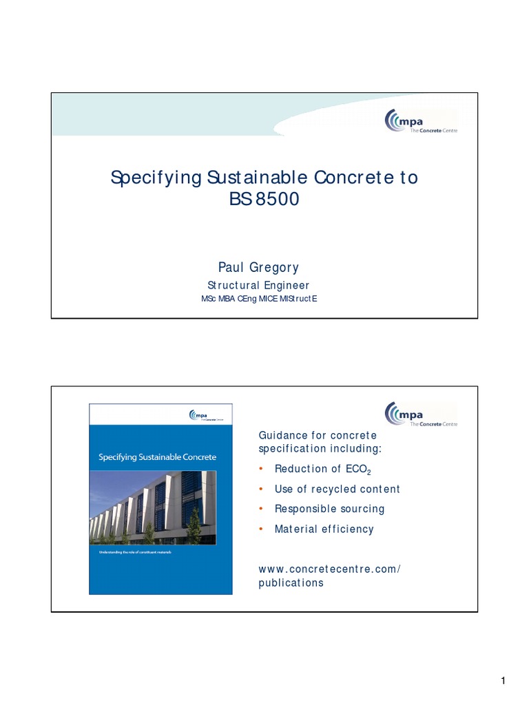 Specif Sustainable Conc To BS8500 Manchester Roadshow PHG 15jun17 E ...