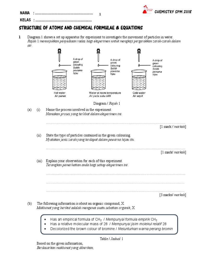 Revision SPM 2018 Paper 2 | PDF | Atoms | Sodium