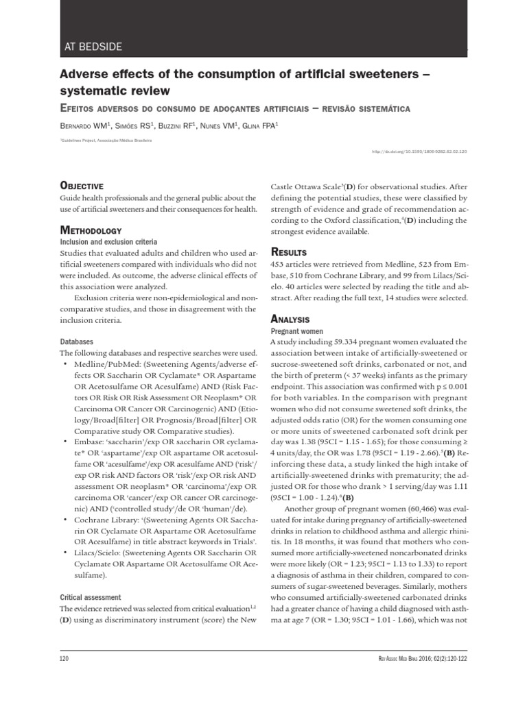 Analysis of Adverse Health Effects Associated with Artificial Sweetener ...